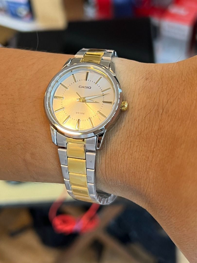 ORIGINAL CASIO Analog Two Toned Dial Stainless Steel Ladies Watch LTP-1303SG-7A, Women's Fashion ...