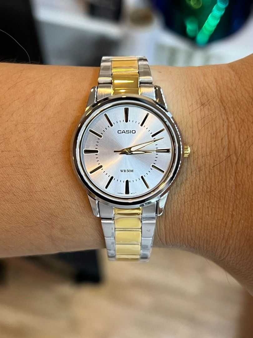 ORIGINAL CASIO Analog Two Toned Dial Stainless Steel Ladies Watch LTP ...