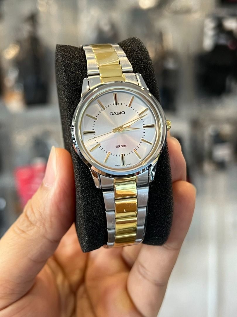 ORIGINAL CASIO Analog Two Toned Dial Stainless Steel Ladies Watch LTP-1303SG-7A, Women's Fashion ...