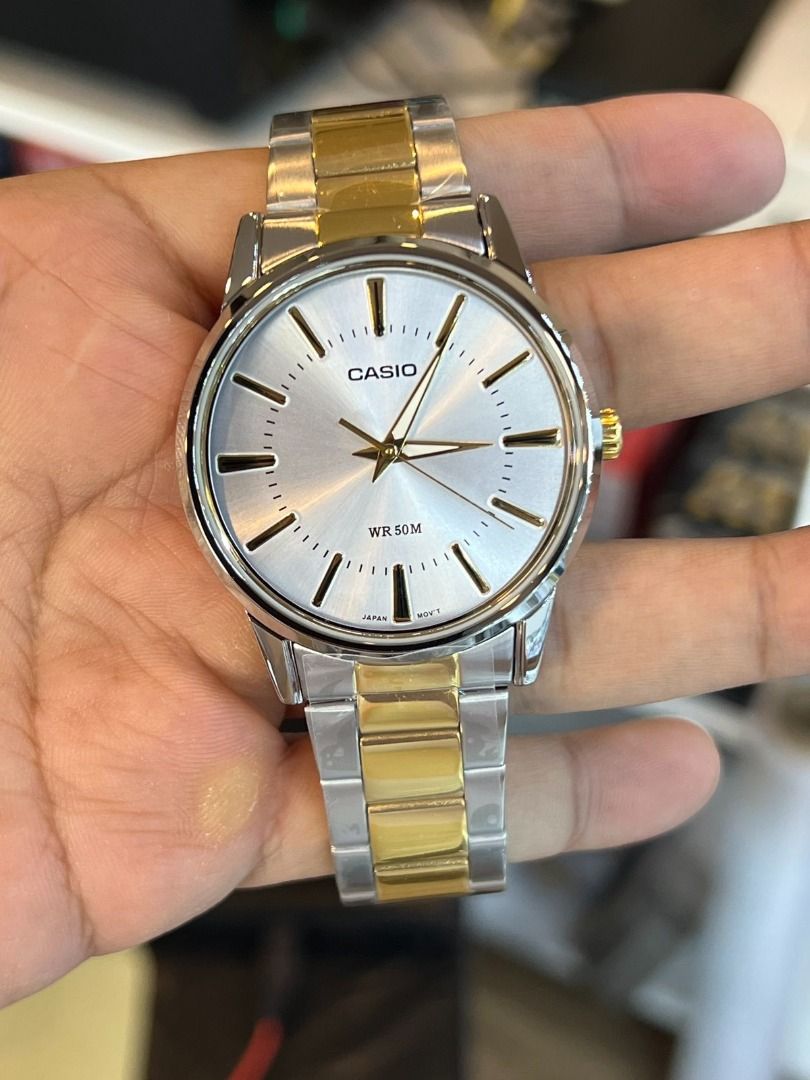 ORIGINAL CASIO Analog Two Toned Dial Stainless Steel Men's Watch MTP ...