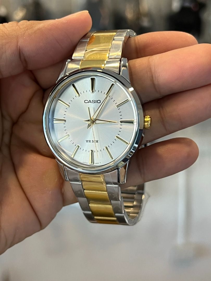 ORIGINAL CASIO Analog Two Toned Dial Stainless Steel Men's Watch MTP ...