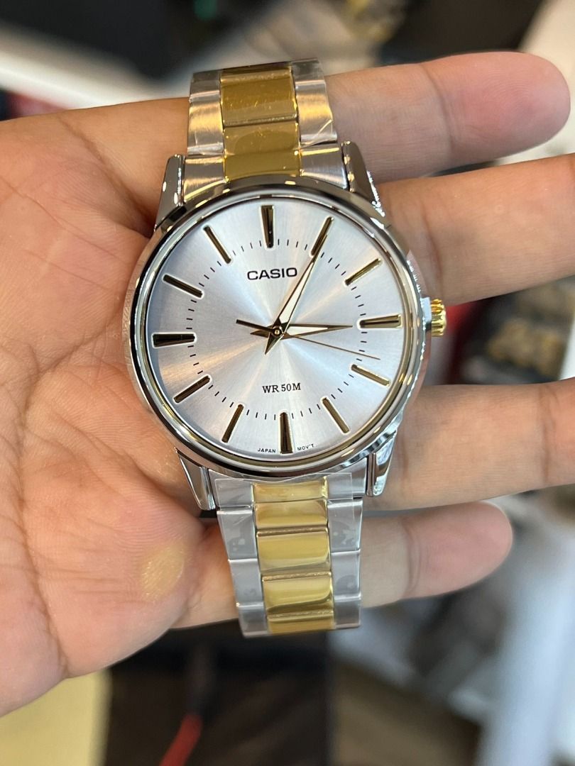 ORIGINAL CASIO Analog Two Toned Dial Stainless Steel Men's Watch MTP ...