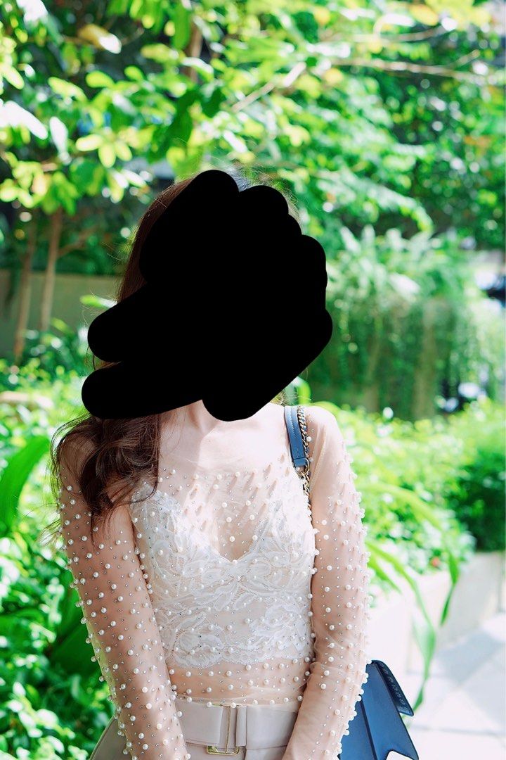 Pearl see through top, Women's Fashion, Tops, Blouses on Carousell