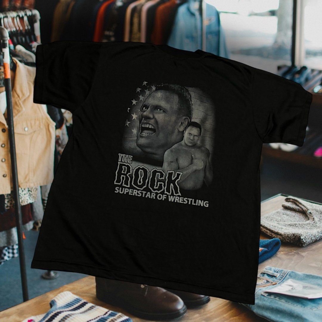 Vintage Bootleg The Rock WWF, Men's Fashion, Tops & Sets, Tshirts ...