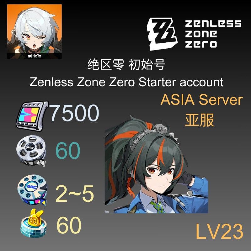 Zenless Zone Zero Account Reroll Zhu Yuan +7500+60+2~5+60, Video Gaming ...