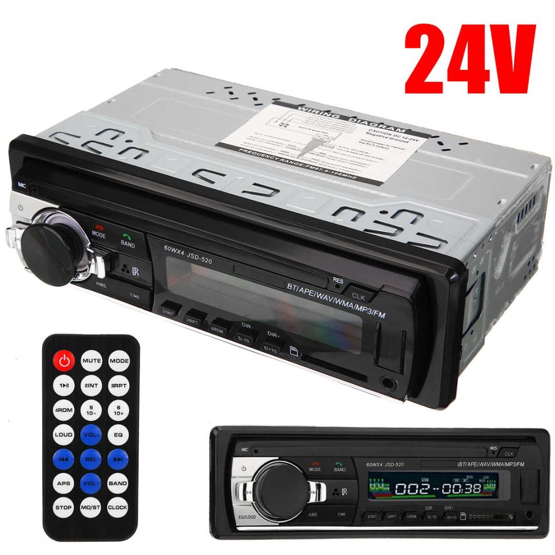 24V Bluetooth Truck / Bus Stereo USB MP3 SD Auxin 1DIN, Car Parts ...