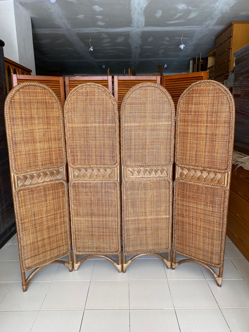 4 Panel Rattan Divider / Partition, Furniture & Home Living, Home Decor ...