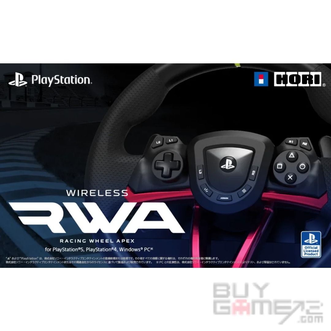 (全新) PS5/ PS4/ PC 合用 RWA APEX Wireless Racing Wheel 方向盤 (HORI)- APEX 無線 ...
