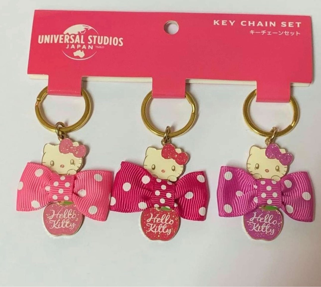 Authentic sanrio hello kitty USJ keychain set, Everything Else, Others ...