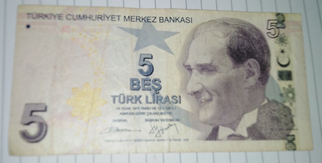 BANKNOTE TURKIYE 5, Hobbies & Toys, Memorabilia & Collectibles, Vintage ...
