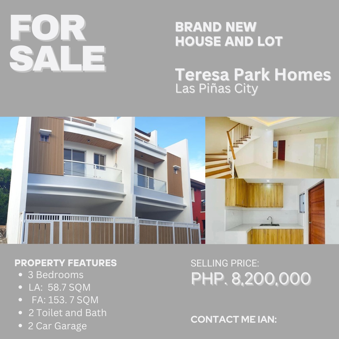 Brand New 4 Bedroom House and Lot For Sale in Teres Park Townhomes Las ...