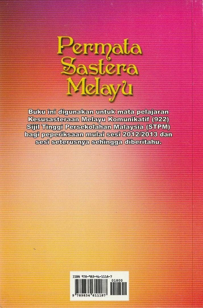 DBP: Buku Teks Permata Sastera Melayu Sijil Tinggi Pelajaran Malaysia ...