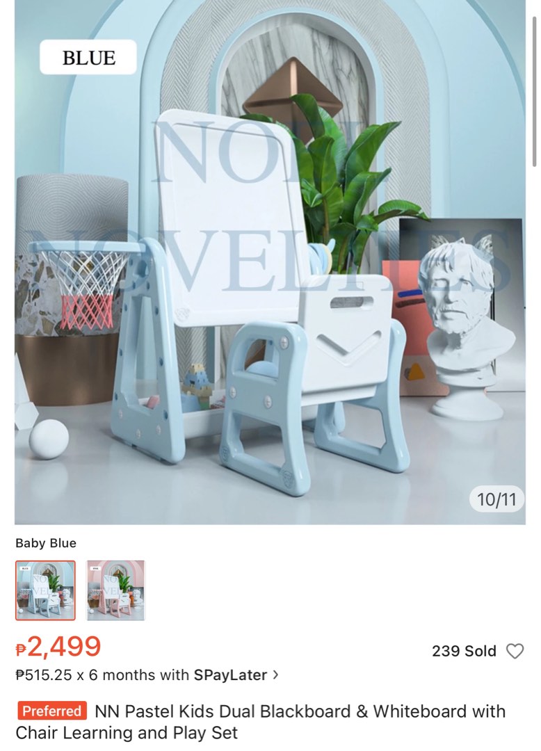 Dual Whiteboard and Blackboard with Chair, Babies & Kids, Baby Nursery ...