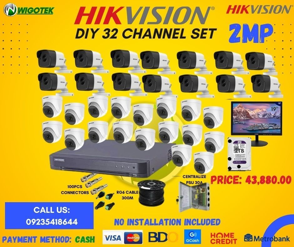 HIKVISION 32 CHANNEL CCTV CAMERA COMPLETE SET PACKAGE, Furniture & Home ...
