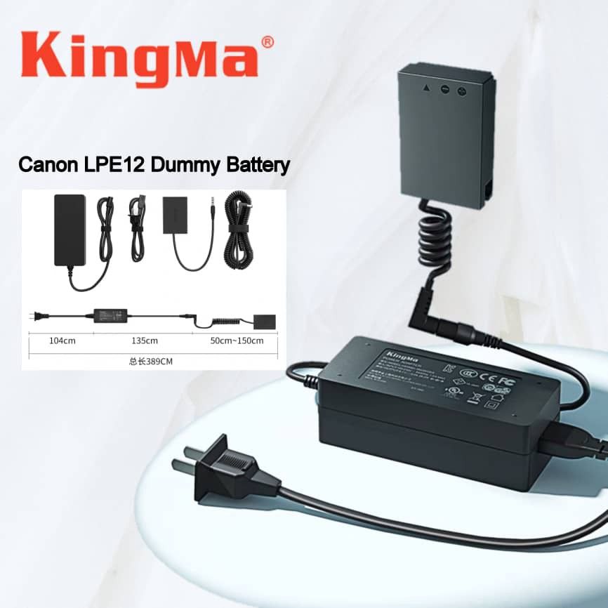KINGMA LPE12 DUMMY BATTERY +3PIN PLUG POWER ADAPTER FOR CANON M M2 M10 M50 M100 M200 100D SX70HS ...