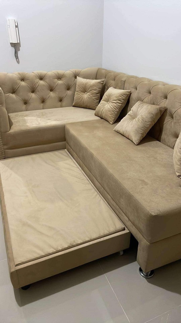 L-SHAPE SOFA w/ FOOT REST, Furniture & Home Living, Furniture, Sofas on ...