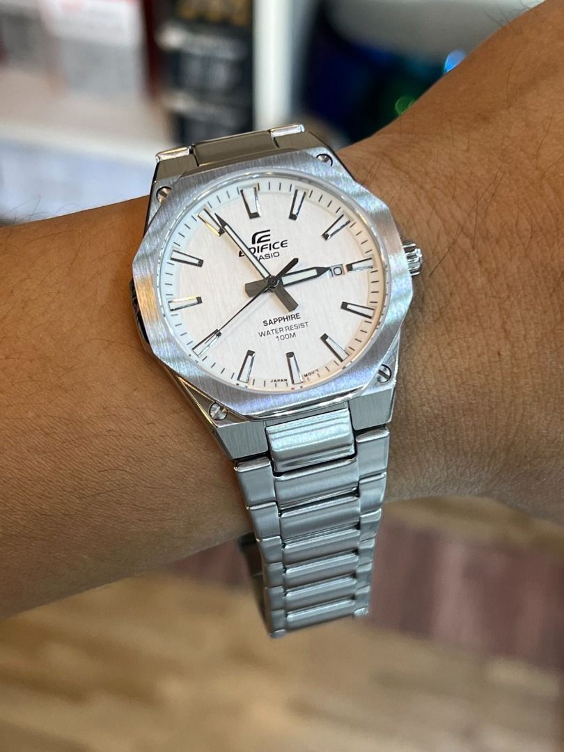 ORIGINAL CASIO Edifice White Dial Stainless Steel Men's Watch EFR-S108D ...