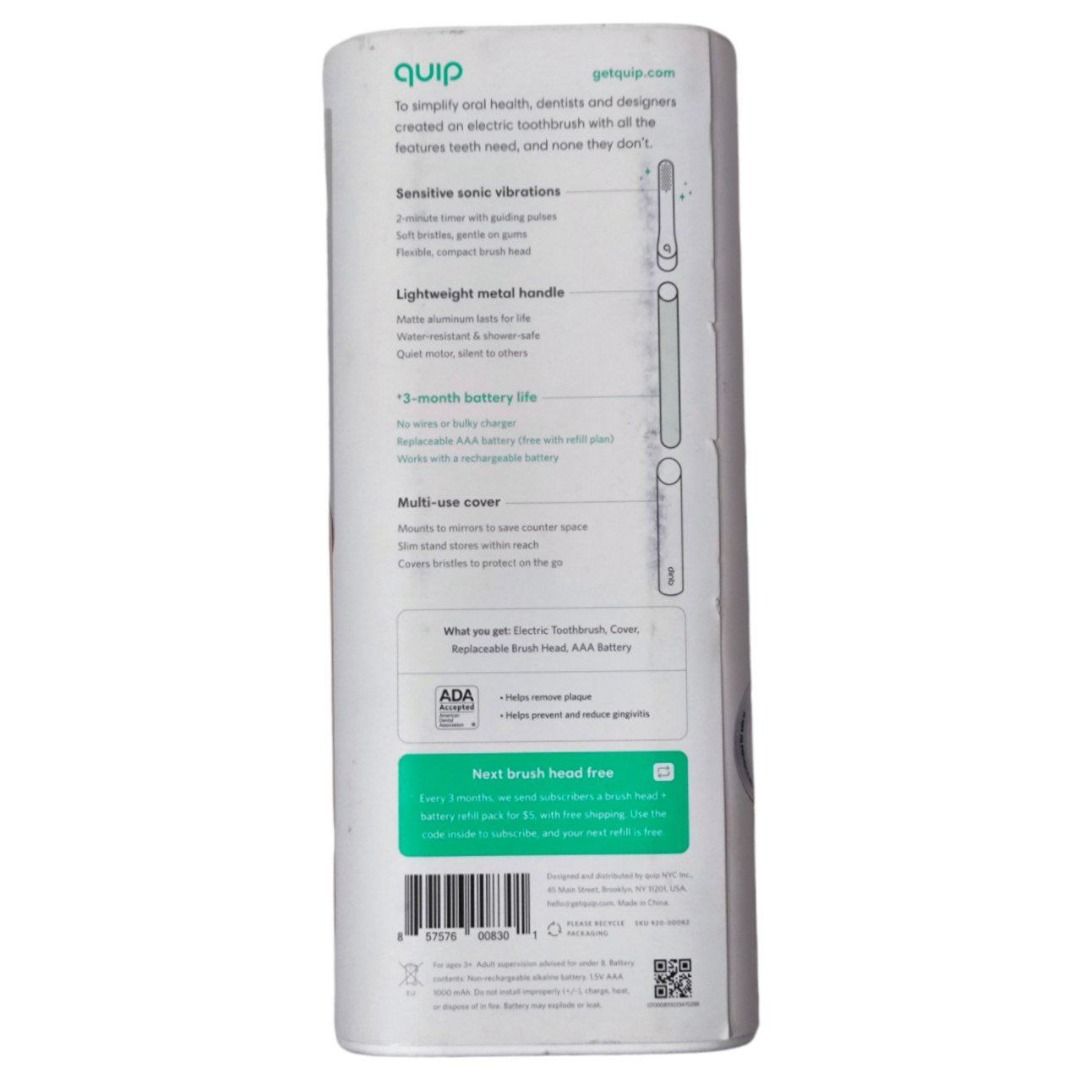 Quip Adult Electric Toothbrush Full Head, Built-in Timer + Travel Case ...