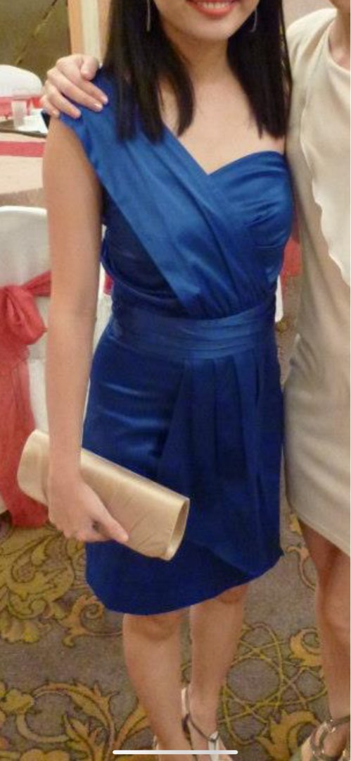 Satin royal blue toga dress - wedding/event/bridesmaid/prom/cocktail ...