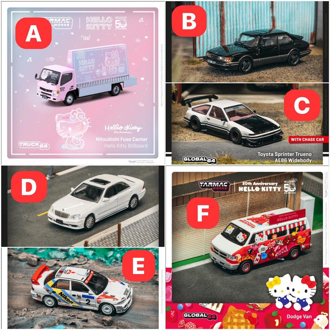 TARMAC FUSO DODGE VAN HELLO KITTY SAAB 900 TURBO AE86 LANCER EVOLUTION ...