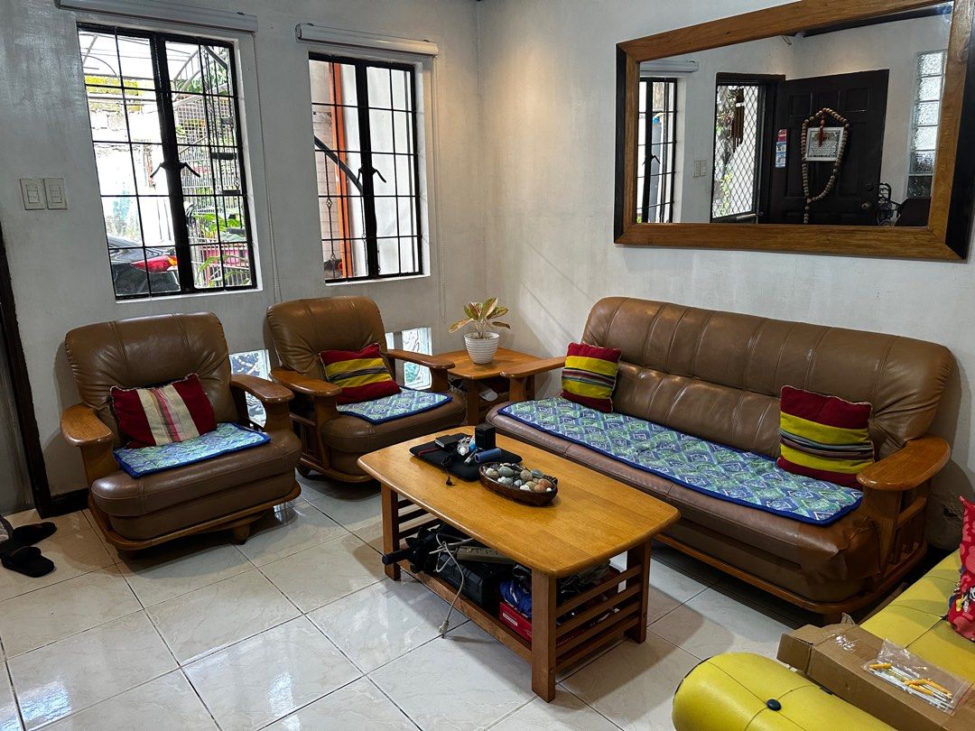 wooden sala set, Furniture & Home Living, Furniture, Sofas on Carousell