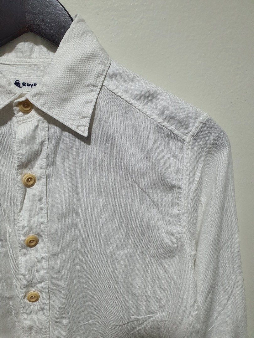 45RPM 18/26 WHITE BUTTON DOWN LONG SLEEVE SHIRT, Men's Fashion, Tops & Sets, Formal Shirts on ...