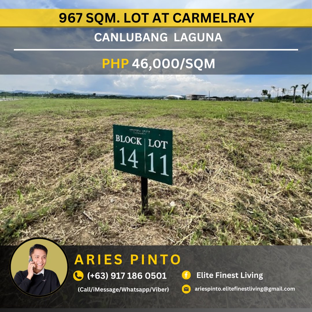 967 sqm. Vacant Residential Lot at Carmelray Laguna by Rockwell ...