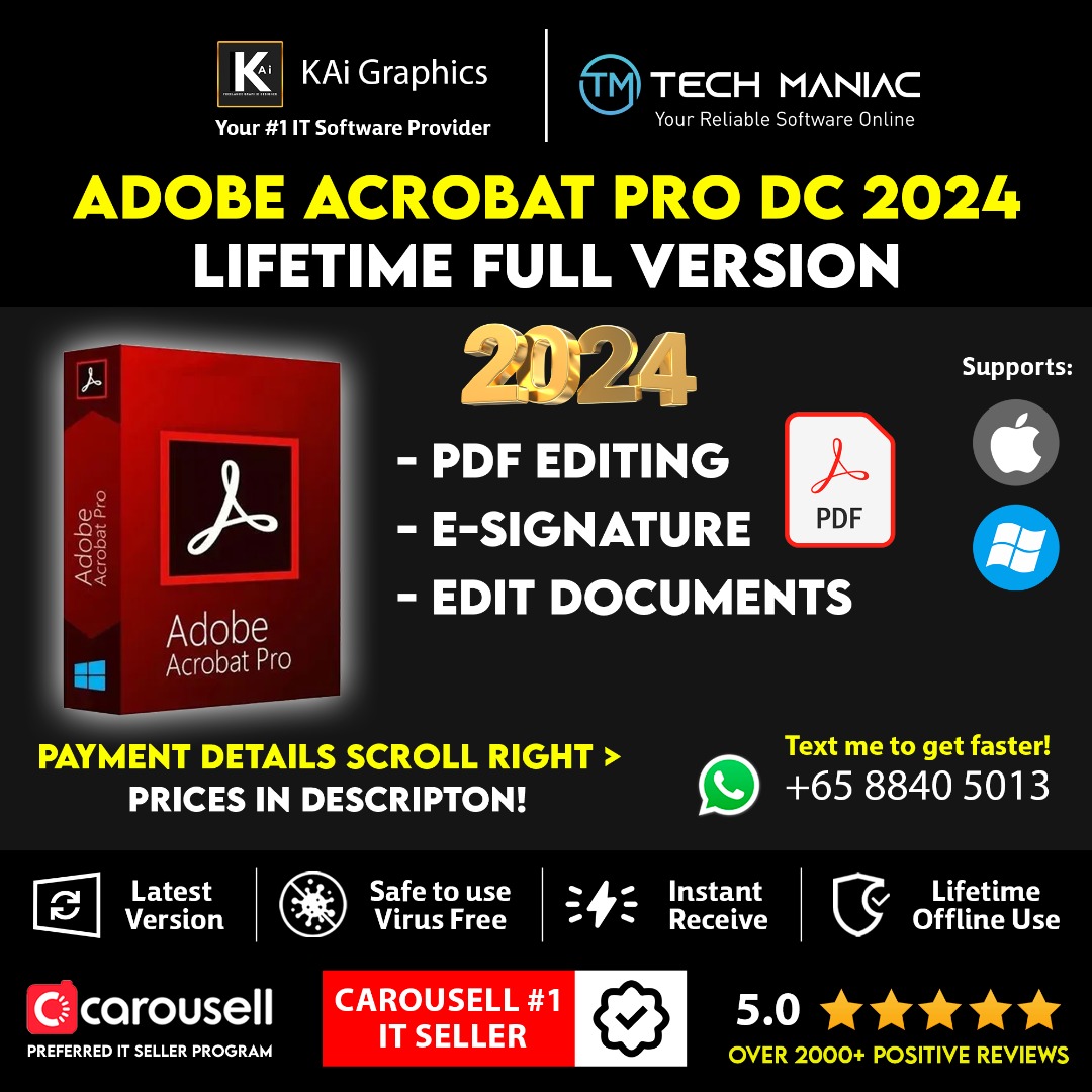 ⭐ 2024 Latest Adobe Acrobat Pro DC Lifetime Software - PDF Editor ...
