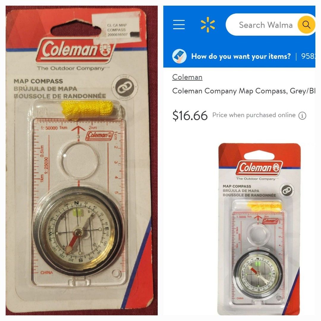 BNew COLEMAN Map Compass, Sports Equipment, Hiking & Camping on Carousell