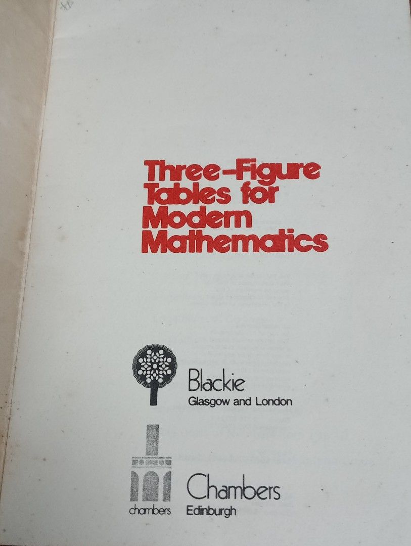 Buku Three-figure Tables for modern Mathematics 1974 Printed by M&A ...
