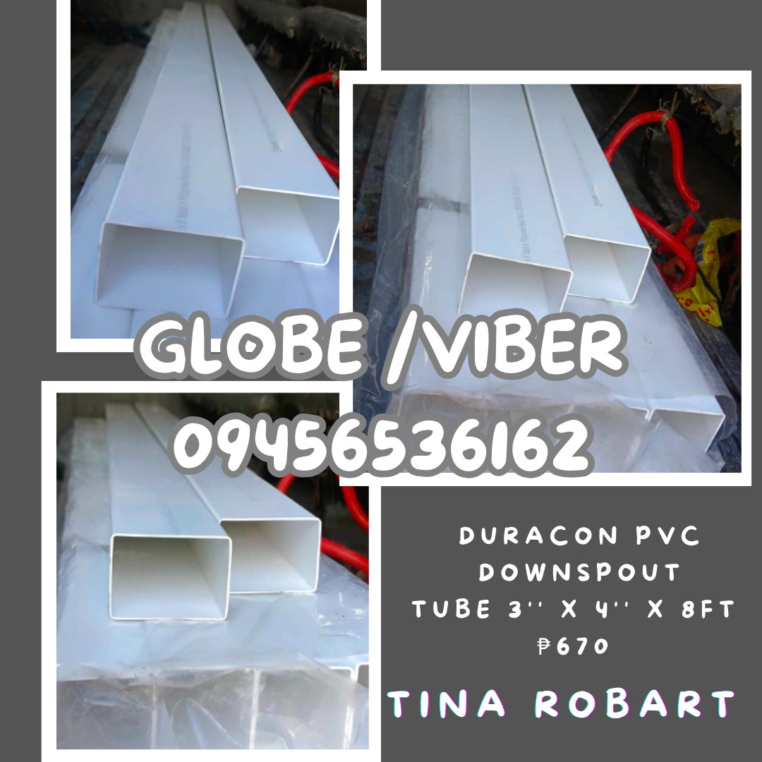 Duracon Pvc Downspout Tube 3'' x 4'' x 8ft, Commercial & Industrial ...