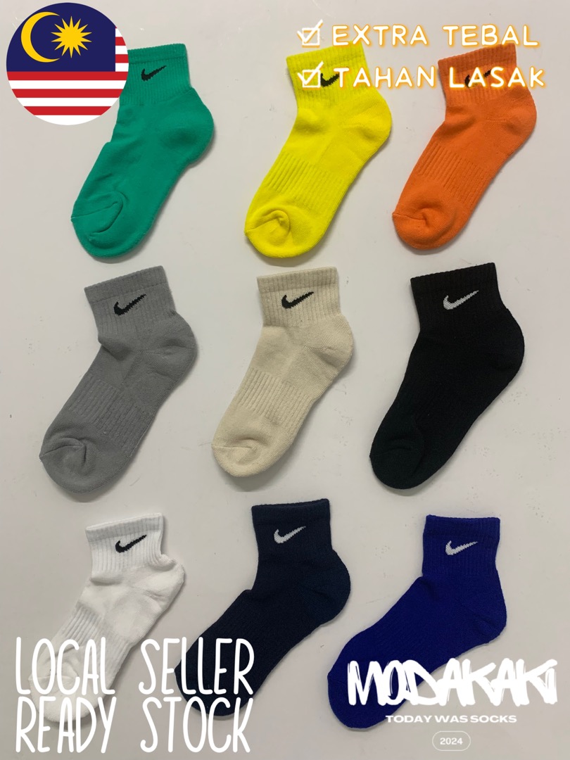 [Extra Tebal] Ready Stock Stokin Nike Cotton Socks Running Socks Unisex ...