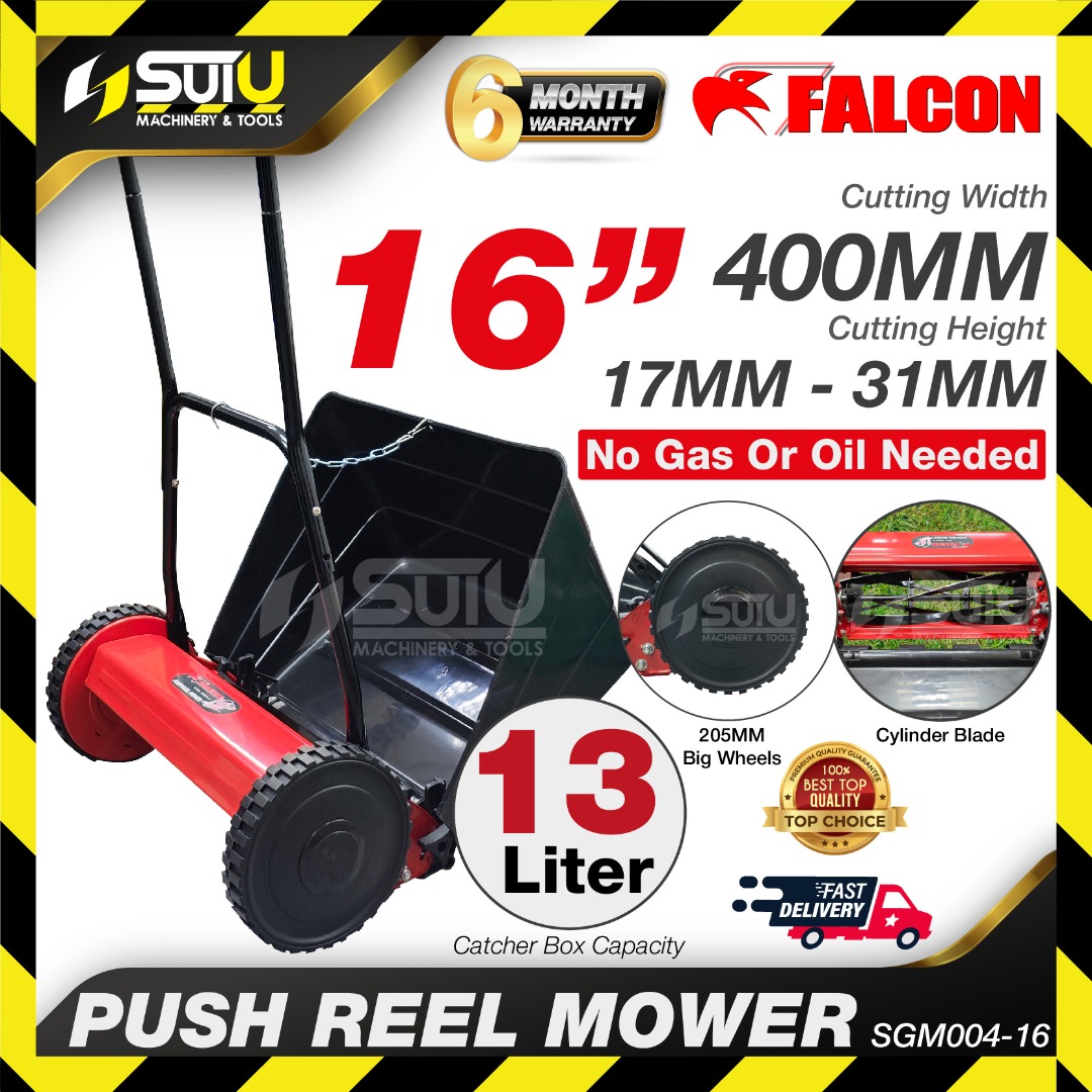 FALCON SGM004-16 / SGM00416 16" Hand Push Lawn Mower c/w Plastic Grass ...