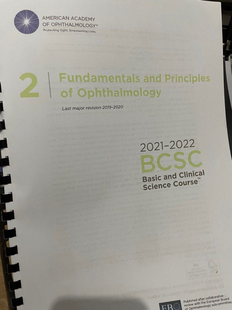 Fundamentals and Principles of Ophthalmology 2021-2022 BCSC (reprint ...