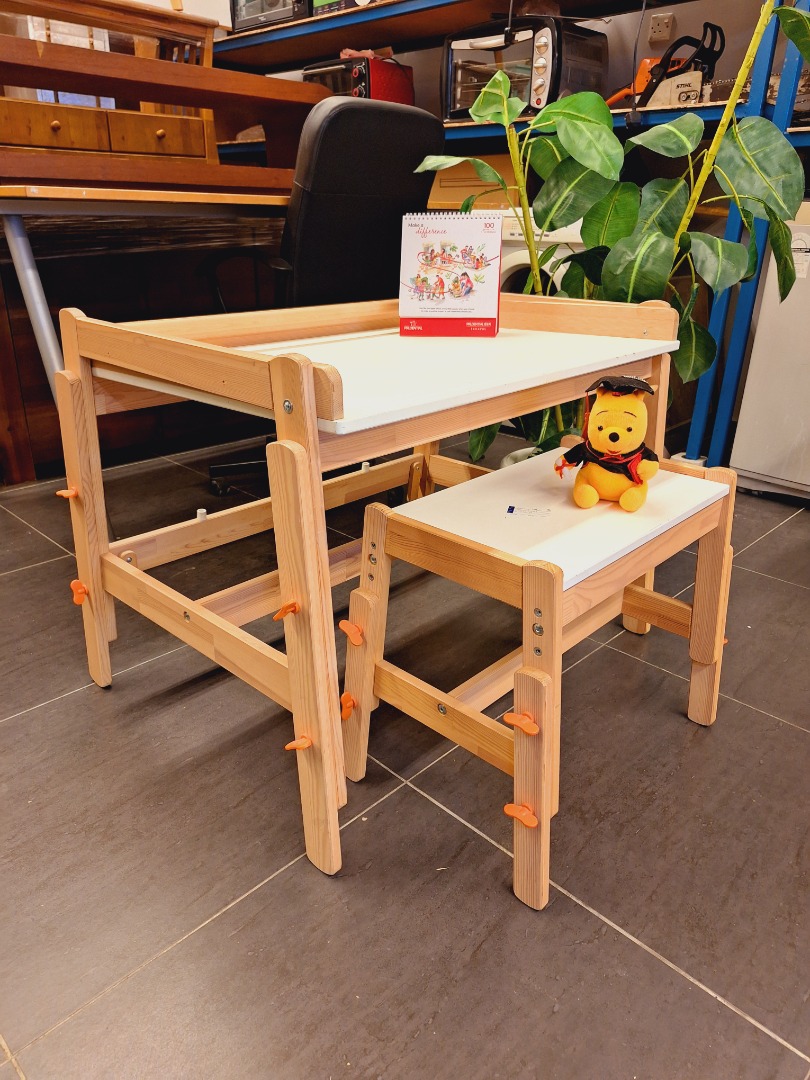 IKEA FLISAT Children's desk, adjustable w/ bench | IKEA FLISAT, Meja ...