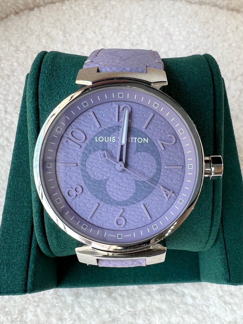 Louis Vuitton Stainless Steel Monogram Tambour Quartz Watch Lilac ...