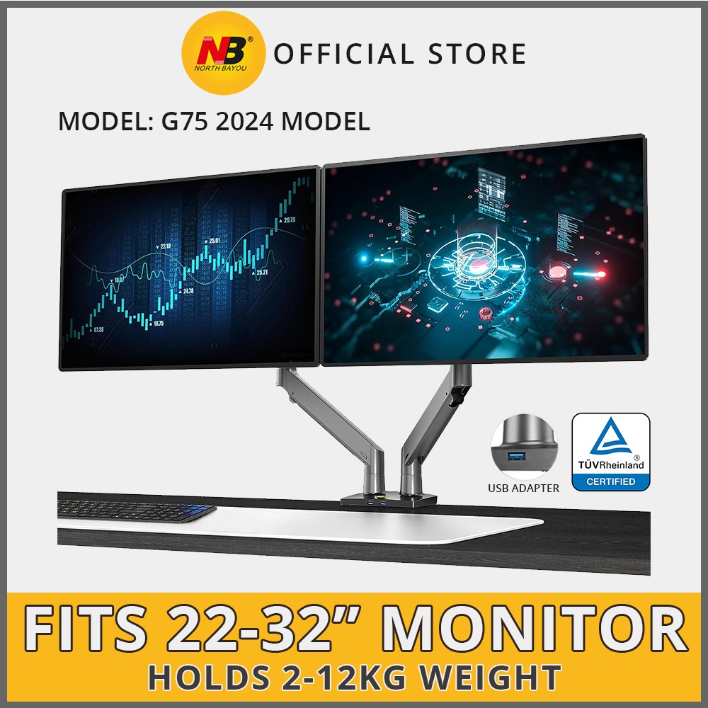 NB North Bayou Dual Monitor Desk Mount Stand Full Motion Swivel ...