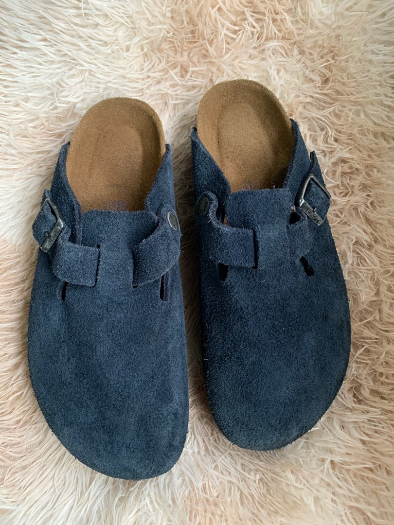 Original Preloved Birkenstock Boston Clogs Navy Blue Suede Leather ...