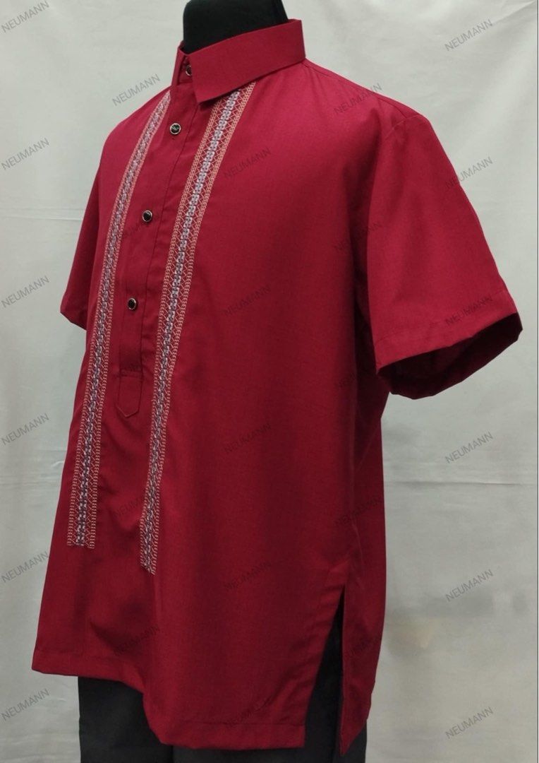 Polo Barong Red, Men's Fashion, Tops & Sets, Formal Shirts on Carousell