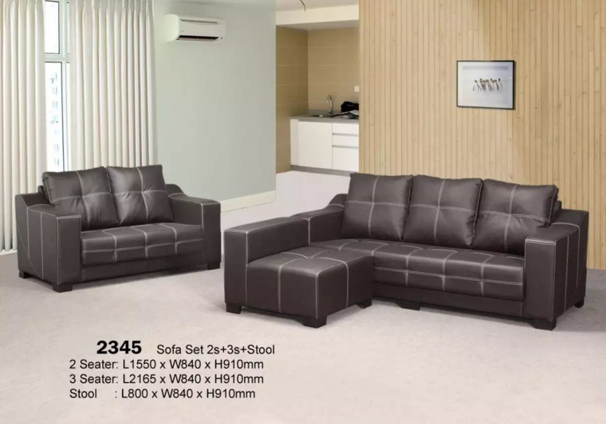 PVC Sofa Set 2 Seater 3 Seater Free 1 Stool, Furniture & Home Living ...