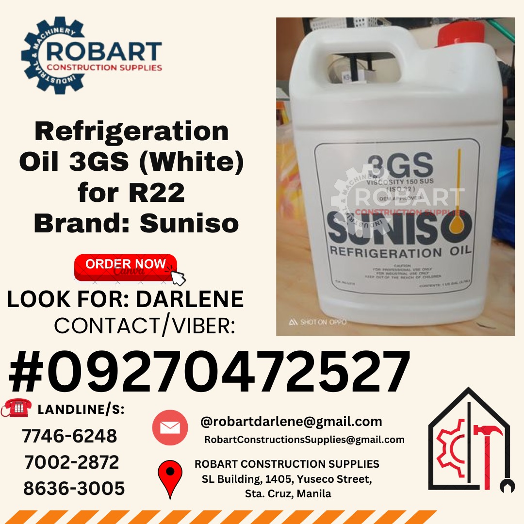 Refrigeration Oil 3GS (White) for R22 Brand: Suniso, Commercial & Industrial, Construction Tools ...