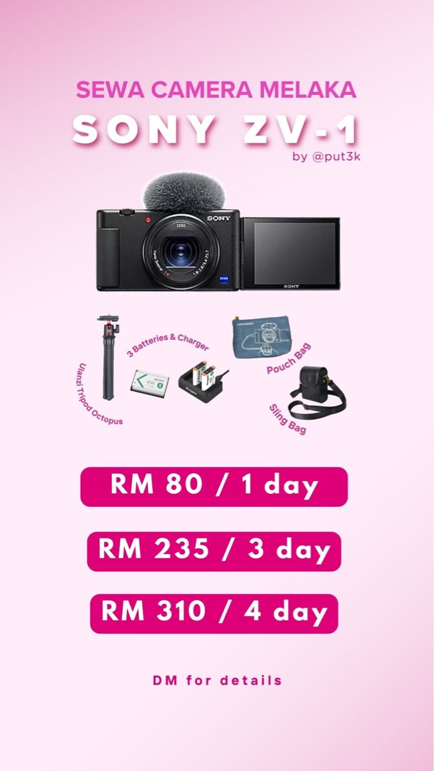 SEWA CAMERA SONY ZV-1 MELAKA, Photography, Cameras on Carousell