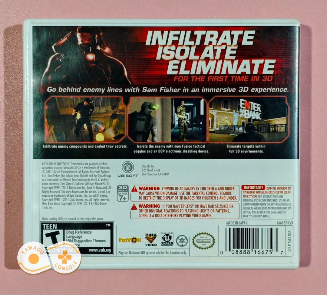 Splinter Cell 3D - [3DS Game] [NTSC / ENGLISH Language], Video Gaming ...