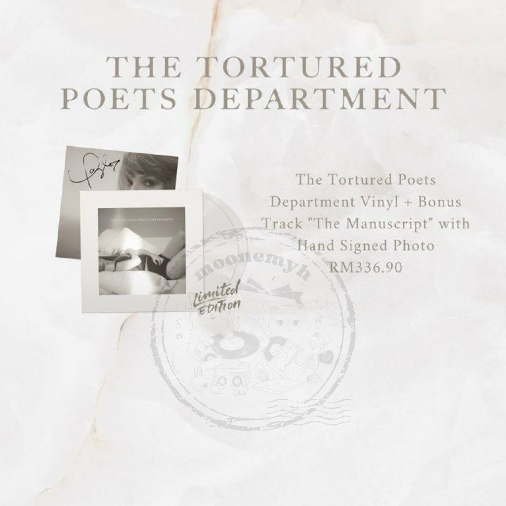 Taylor Swift Signed CD & Vinyl The Tortured Poets Department Signed ...