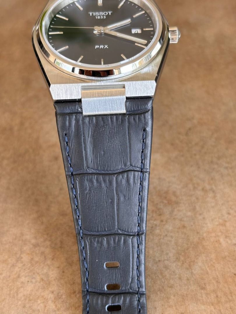Tissot PRX Quartz Blue Leather, Luxury, Watches on Carousell