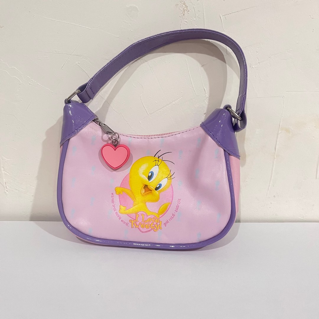 TWEETY Bird Warner Bros Looney Tunes Cute Mini Purple Pink Handbag ...