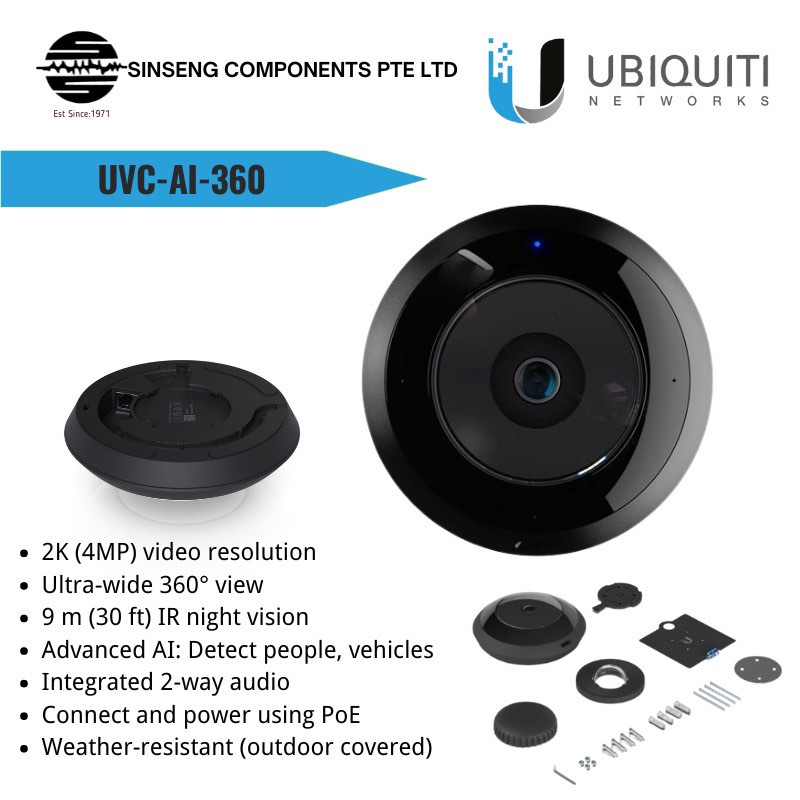 Ubiquiti Unifi UVC-AI-360 Indoor/outdoor 2K PoE With Pan-Tilt-Zoom 360° IP Camera - 1 Year ...
