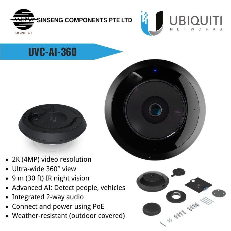 Ubiquiti Unifi UVC-AI-360 Indoor/outdoor 2K PoE With Pan-Tilt-Zoom 360 ...