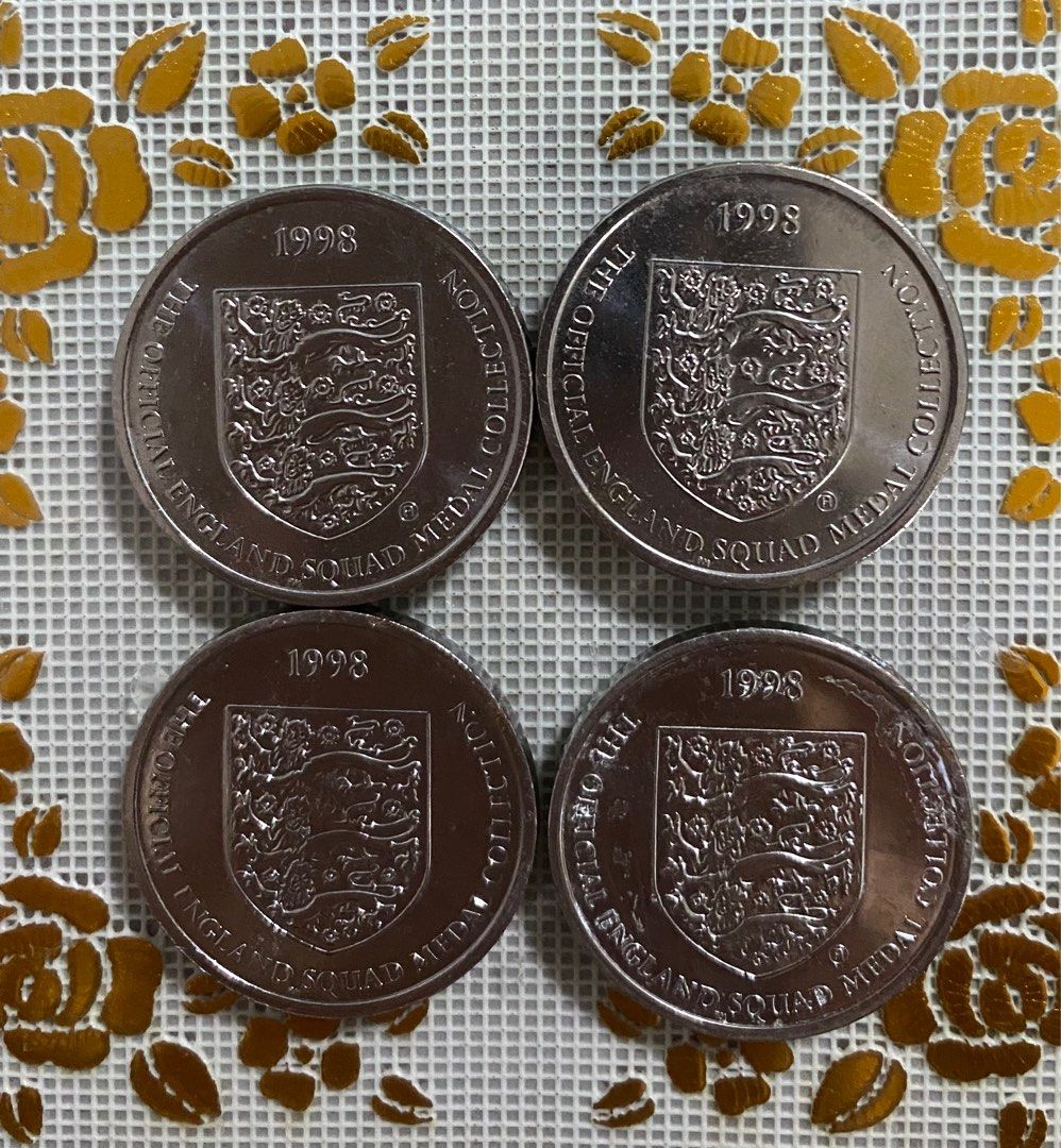 Vintage 1998 The Official England Football Squad Token Coins / Medal ...