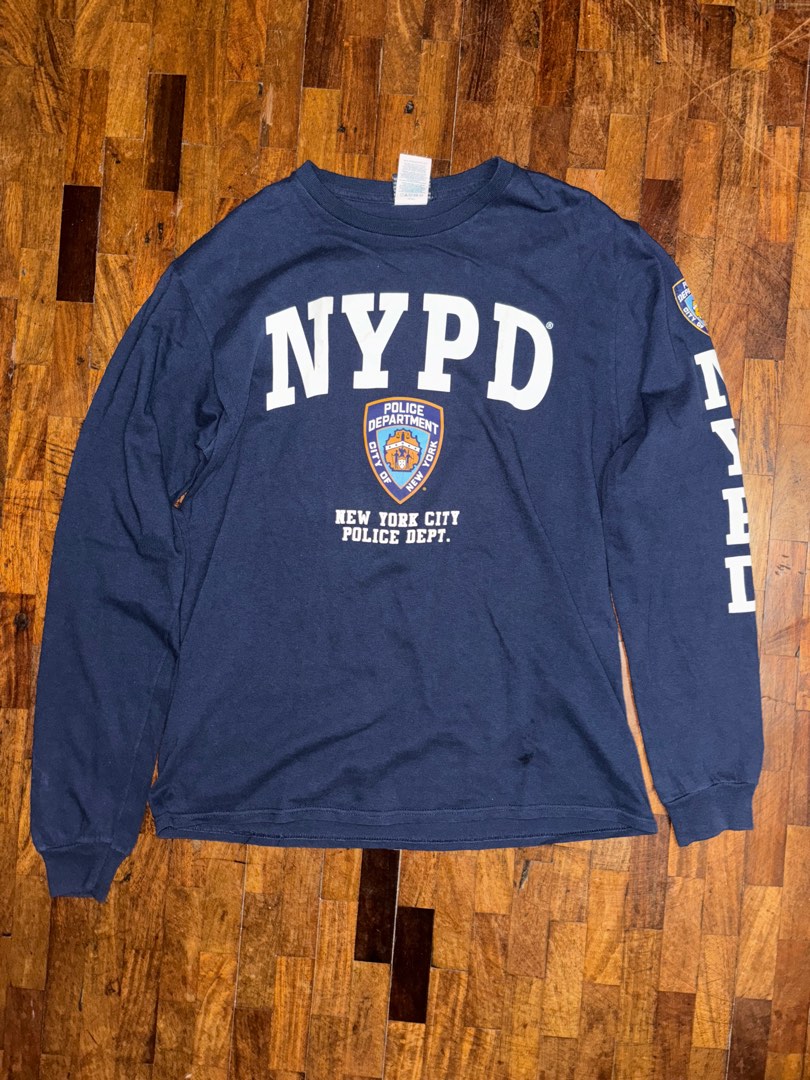 vintage nypd long sleeve dark navy blue long sleeve shirt, Men's ...
